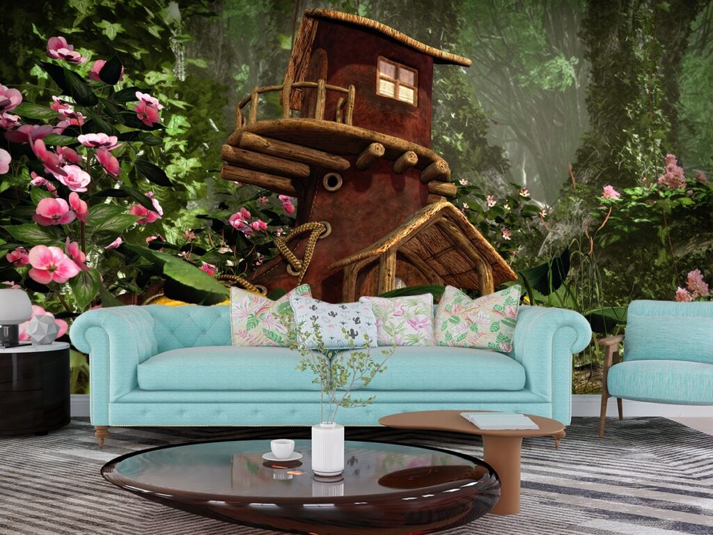 Kids Room Wallpaper, A house in a forest - Magicdecor®