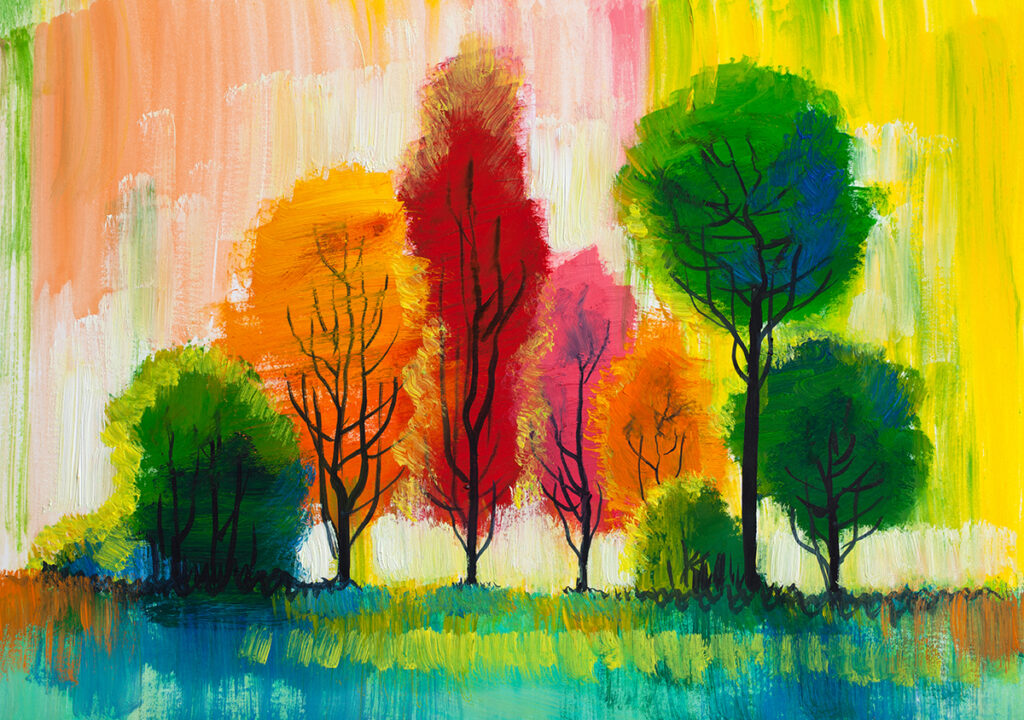 A painting of trees with different colors - Magicdecor®