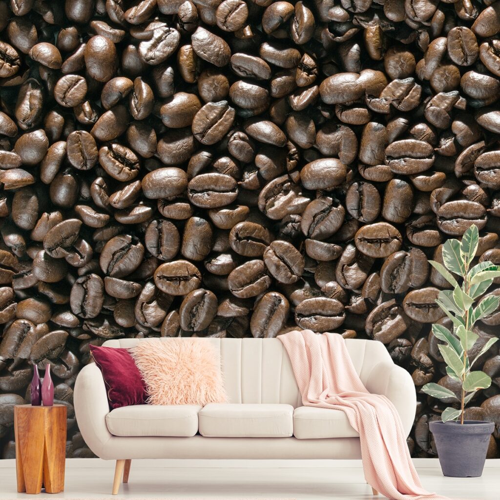 3D Coffee Beans Wallpaper for Cafeteria - Magic Decor