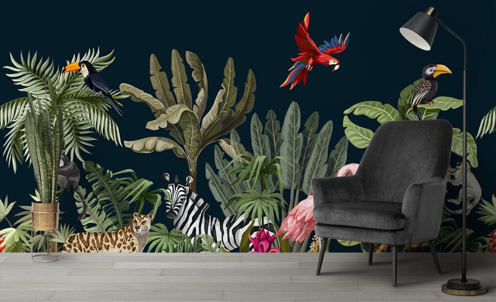 Jungle Theme Pattern Wallpaper for Wall - Magic Decor