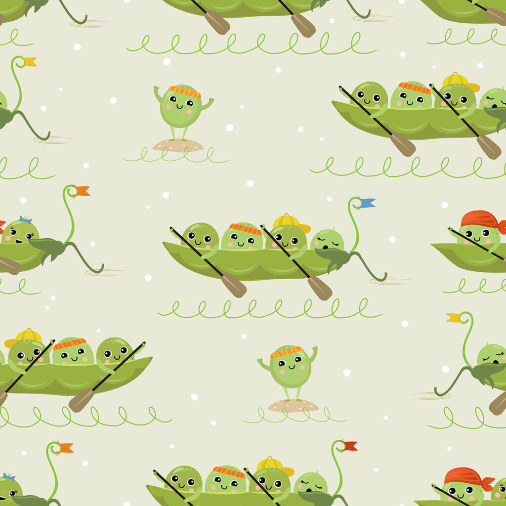 Kids Room Wallpaper, Seamless pattern of peas in a boat - Magicdecor®