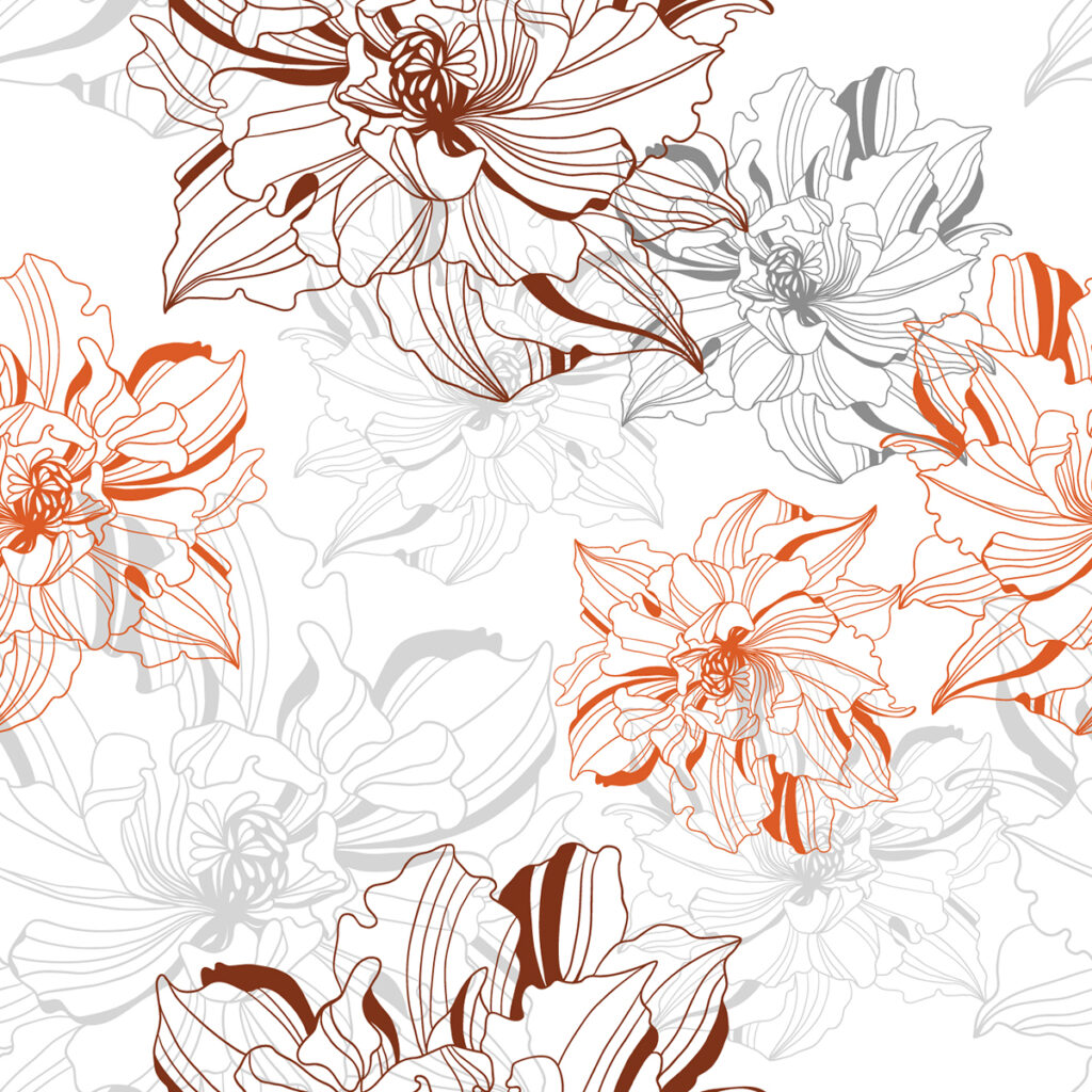 A Brown, Grey and Orange Floral Wallpaper - Magicdecor®
