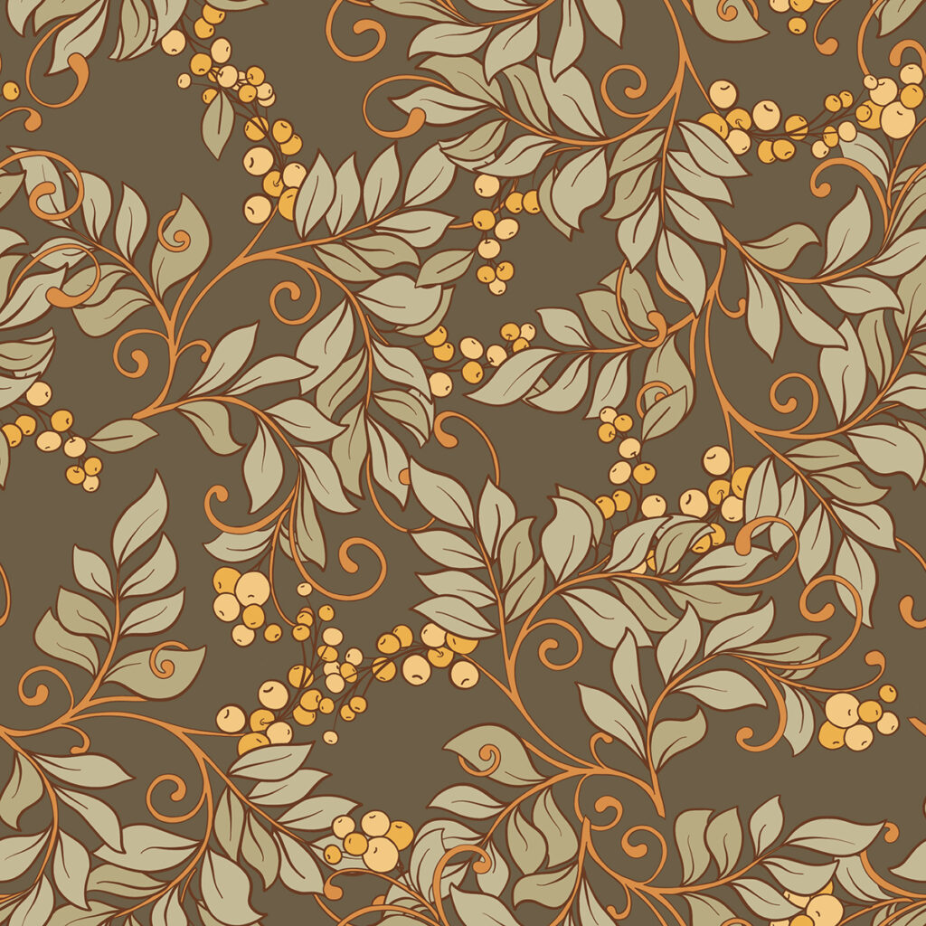 A Pattern of Leaves and Berries Wallpaper - Magicdecor®