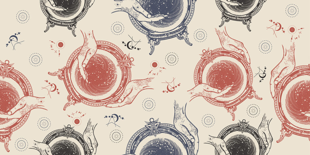 A pattern of hands holding a circle - Magicdecor®