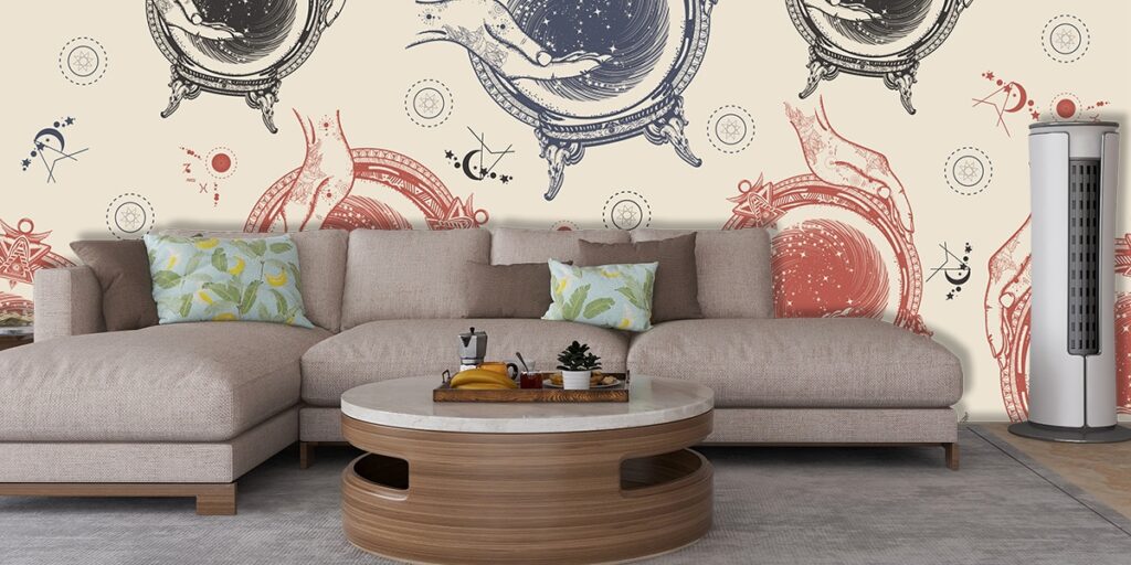 A pattern of hands holding a circle - Magicdecor®