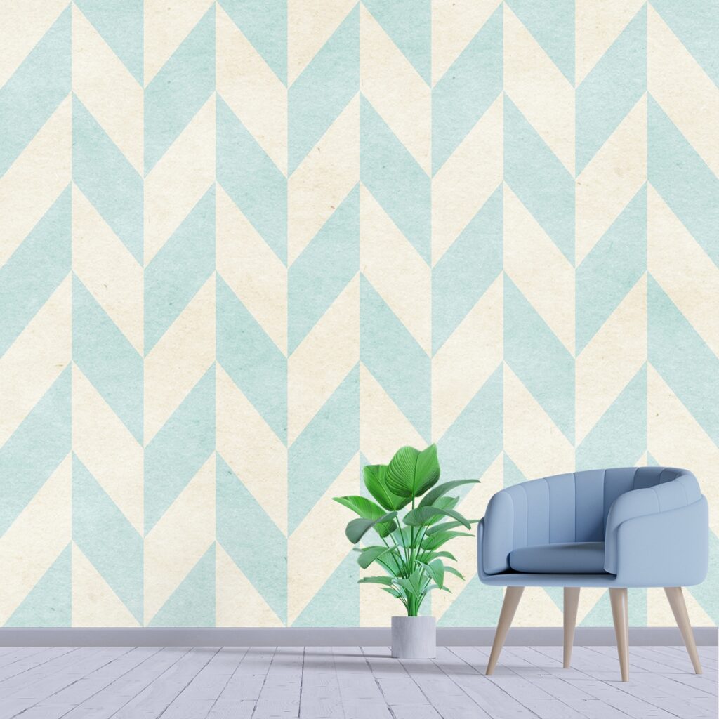 Blue and White Chevron Pattern Wallpaper Mural - Magicdecor®