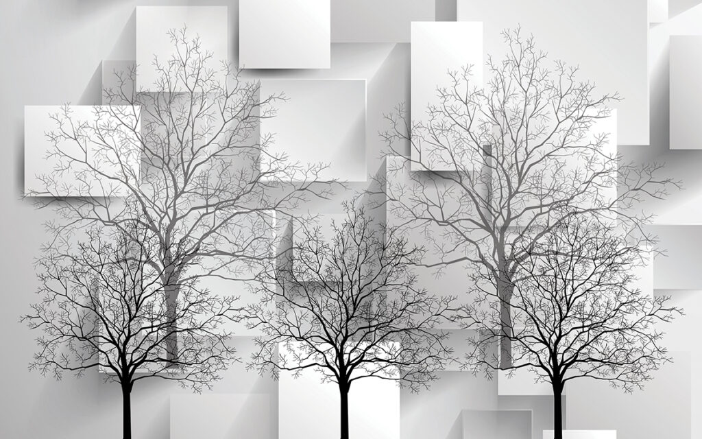 A wallpaper with trees and squares - Magicdecor®