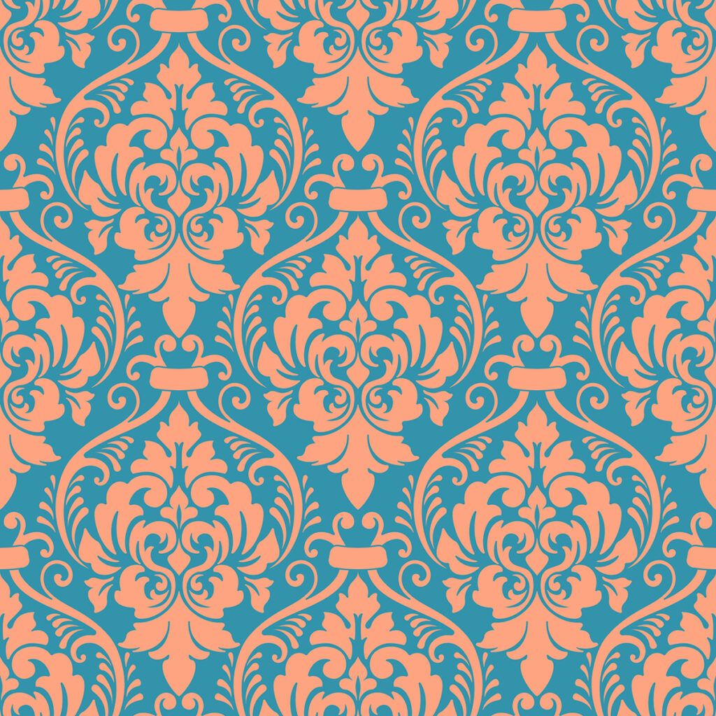 A pattern of orange and blue designs - Magicdecor®