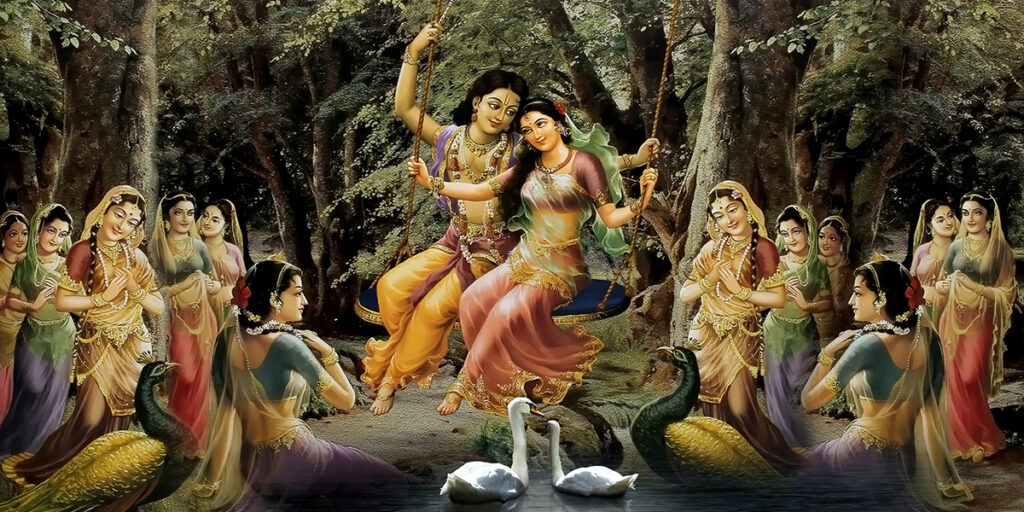Gopi, Radha, Krishna Wallpaper for Wall - Magicdecor®