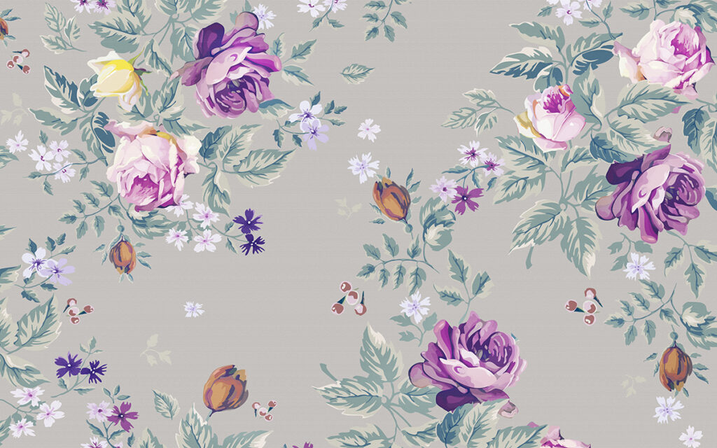A floral pattern with purple flowers - Magicdecor®
