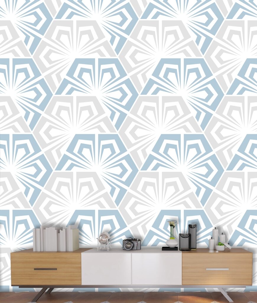 Hexagonal Floral Tiles Pattern Wallpaper - Magicdecor®
