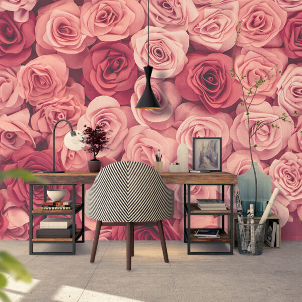 Pattern of pink and red roses wallpaper for wall - Magicdecor®