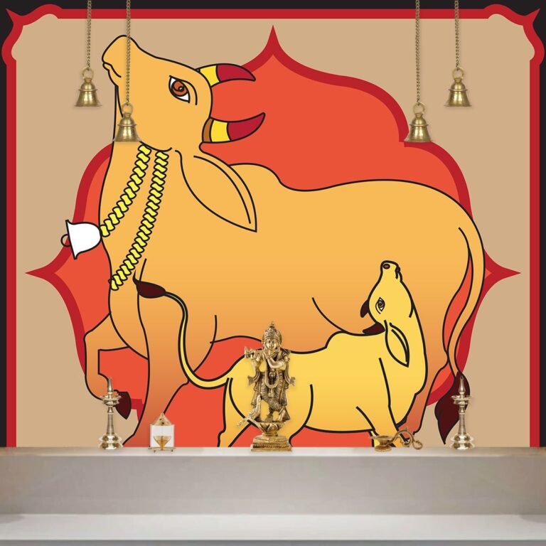 Cow and Calf Pichwai Wallpaper - Magicdecor®