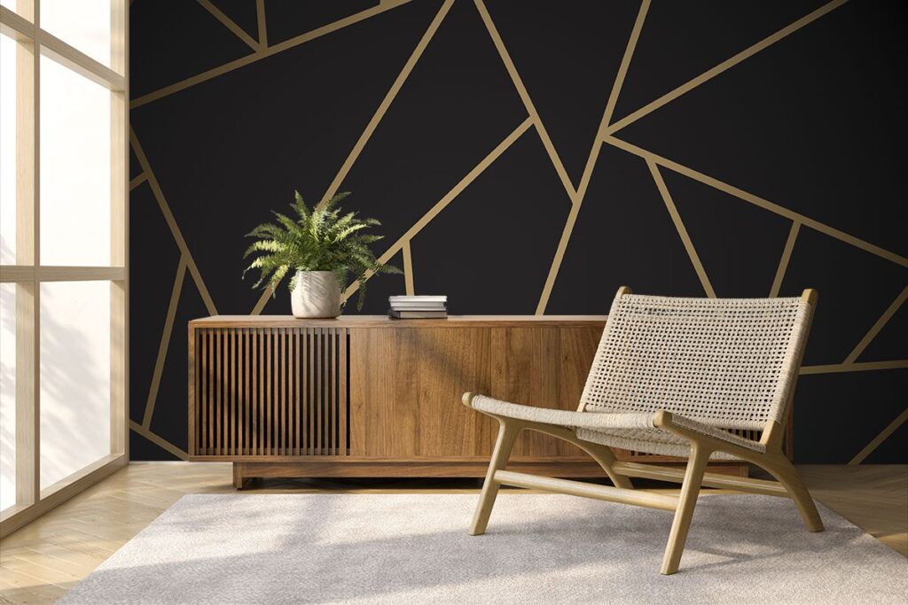 Black and Gold Geometric Pattern Wallpaper - Magicdecor®