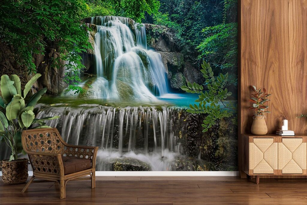 Mesmerizing Waterfall in a Forest Wallpaper for Wall - Magicdecor®