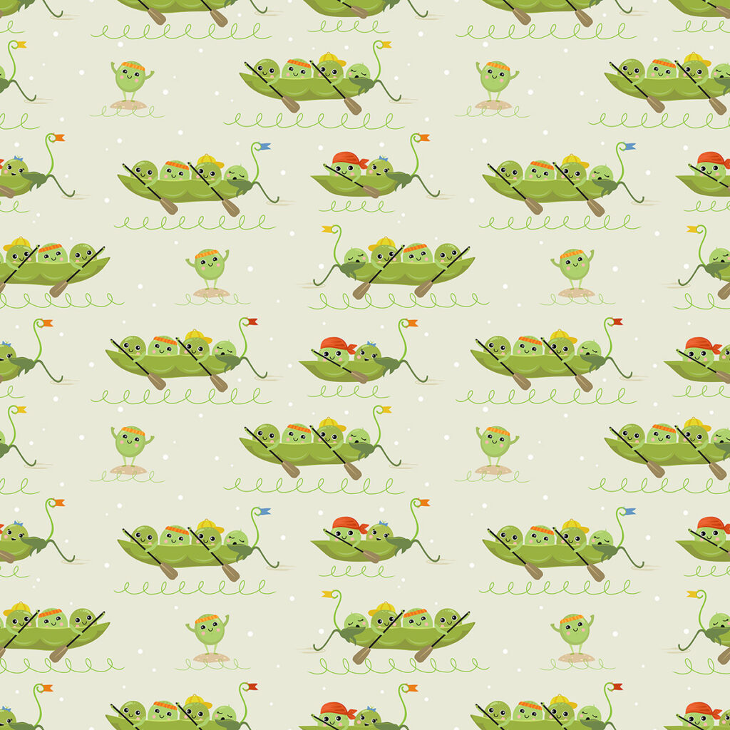 Kids Room Wallpaper, Seamless pattern of peas in a boat - Magicdecor®
