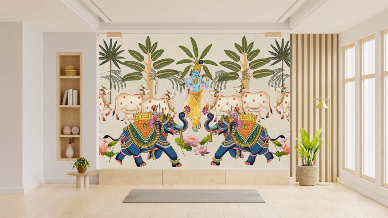 Krishna Wallpaper for Wall, Krishna Pichwai Wallpaper - Magic Decor