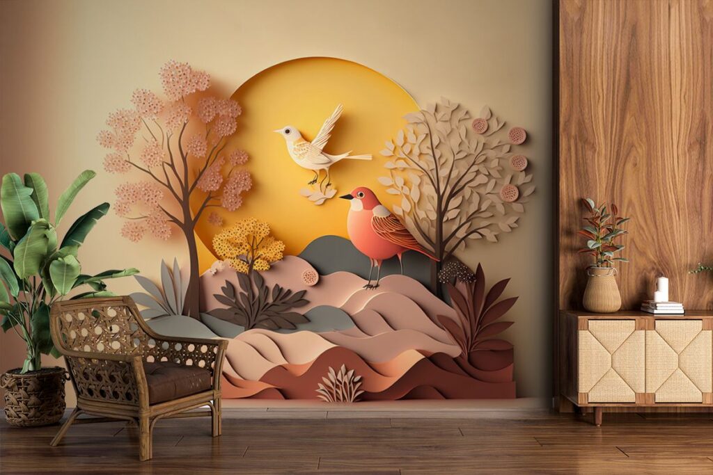 Kids Room Wallpaper, Paper cut out of a beautiful landscape - Magicdecor®
