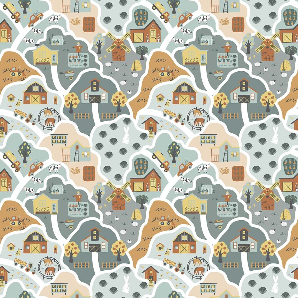 Kids Room Wallpaper, A map of farm land - Magicdecor®