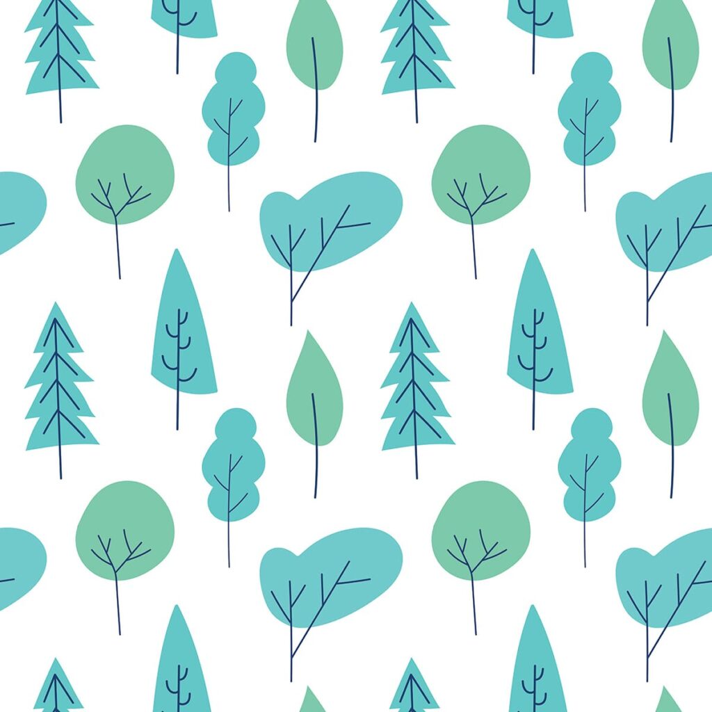 Kids Room Wallpaper, A pattern of trees on a white background - Magic ...