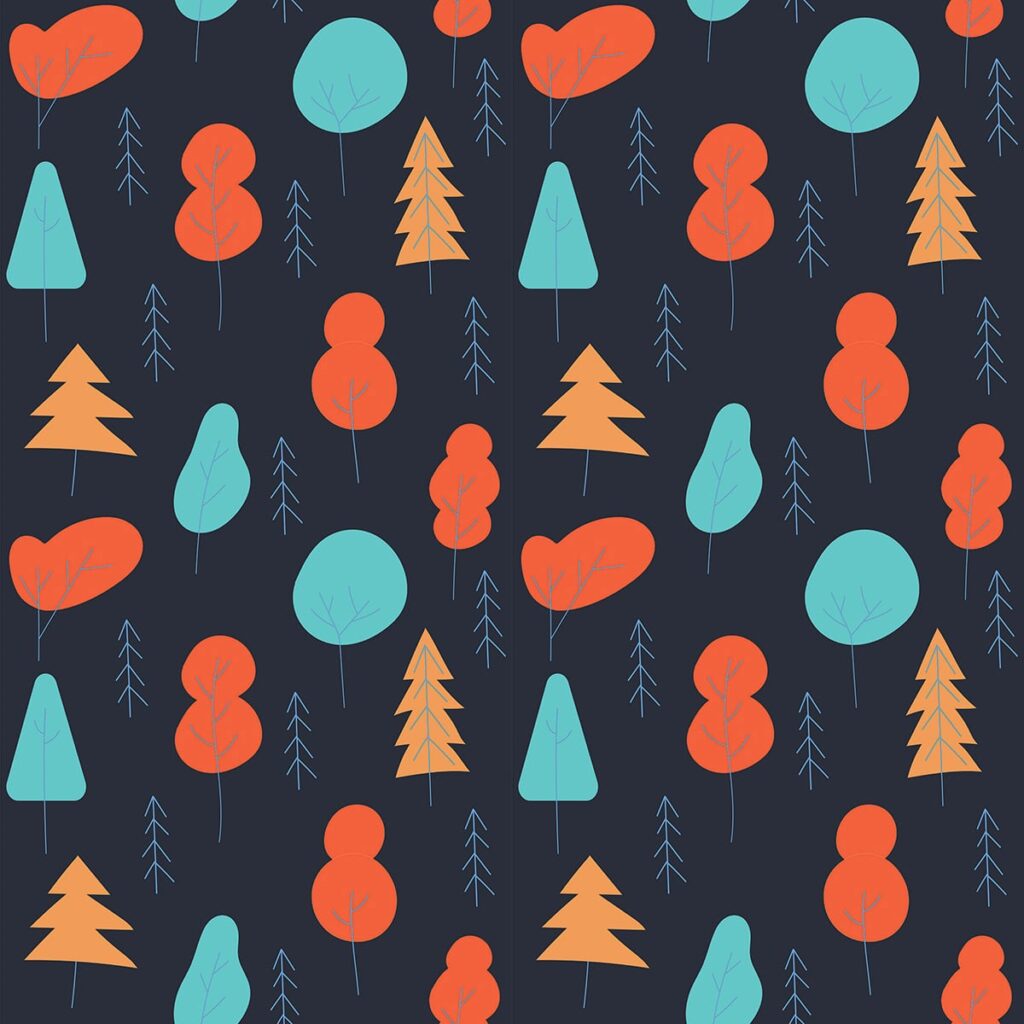 Kids Room Wallpaper, A group of trees on a black background - Magicdecor®