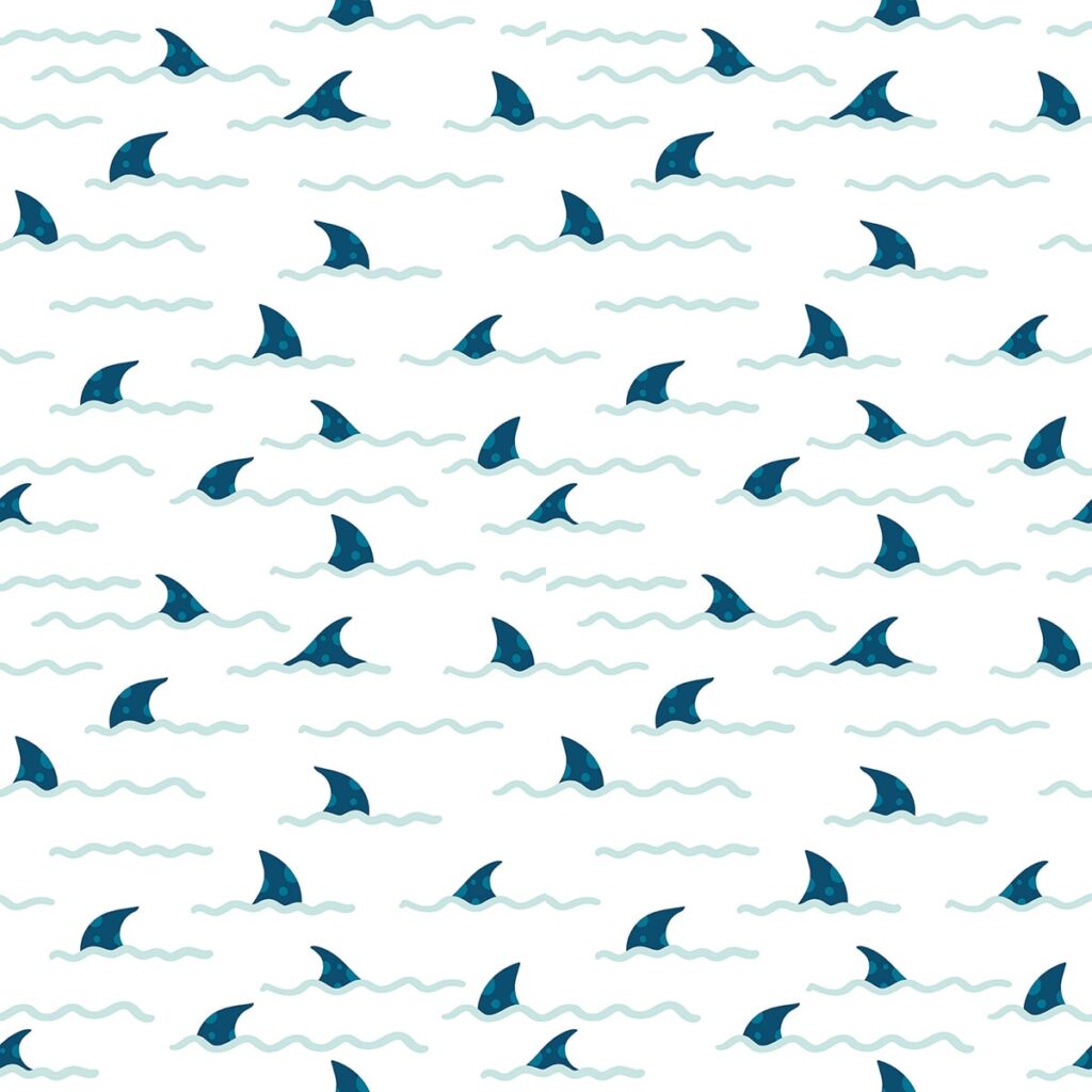 Kids Room Wallpaper, A pattern of blue fish fin in water - Magic Decor