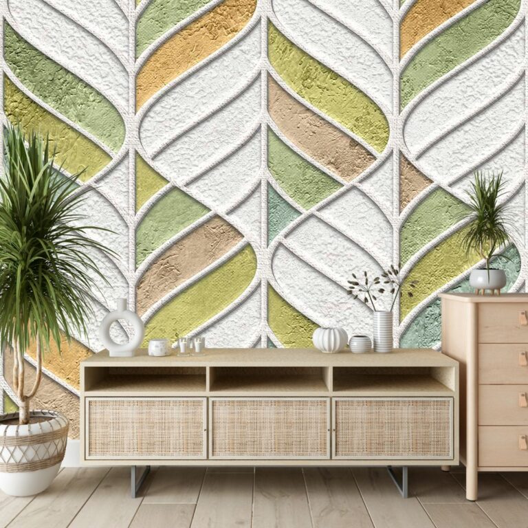 White and Green Tiles Wallpaper - Magicdecor®