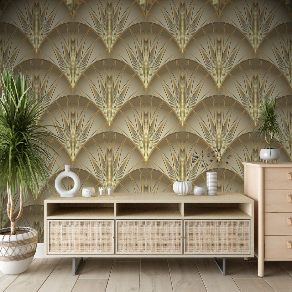 A pattern of gold and white art deco - Magicdecor®