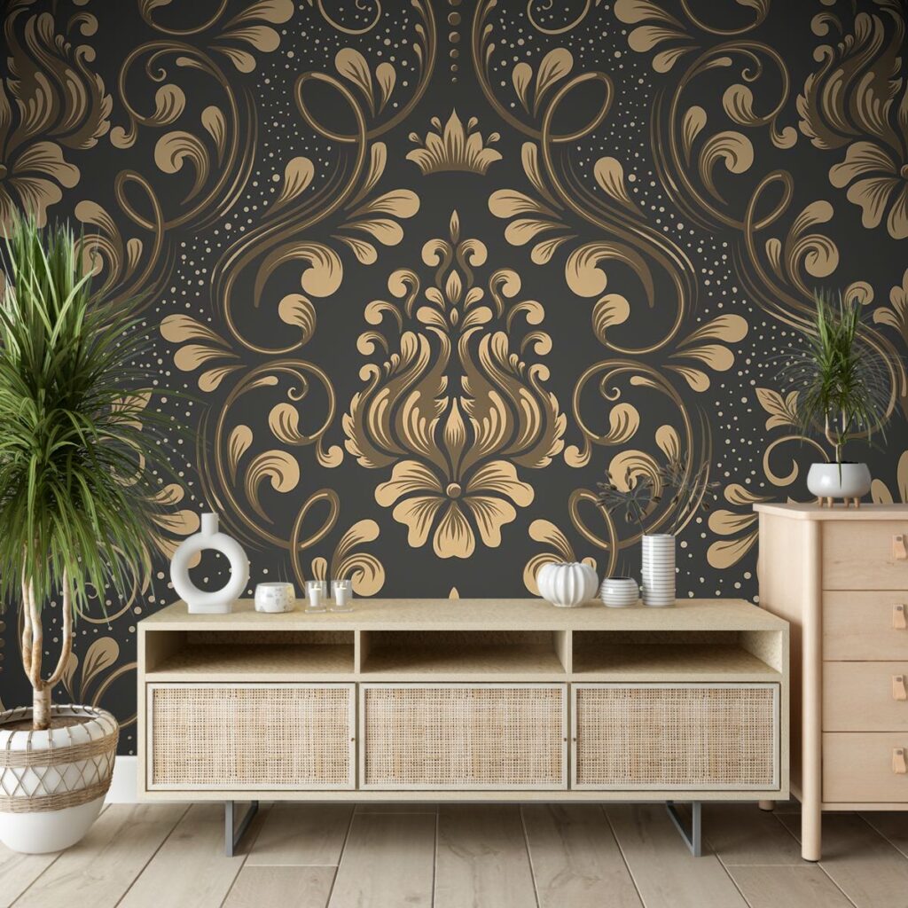 Luxurious Gold and Black Wallpaper Design - Magicdecor®