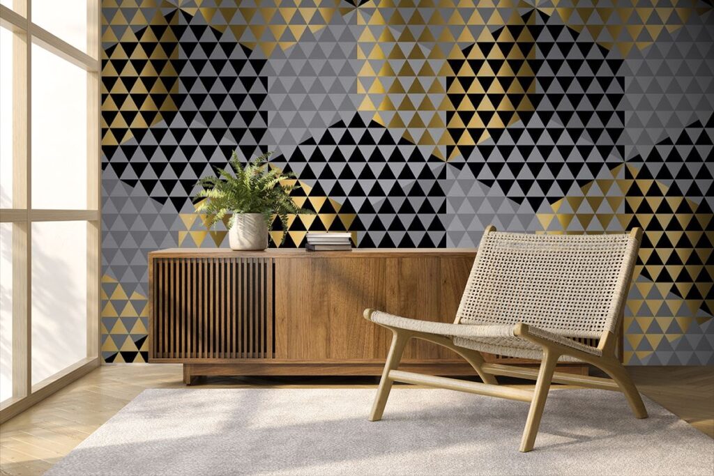 A pattern of black and gold triangles - Magicdecor®