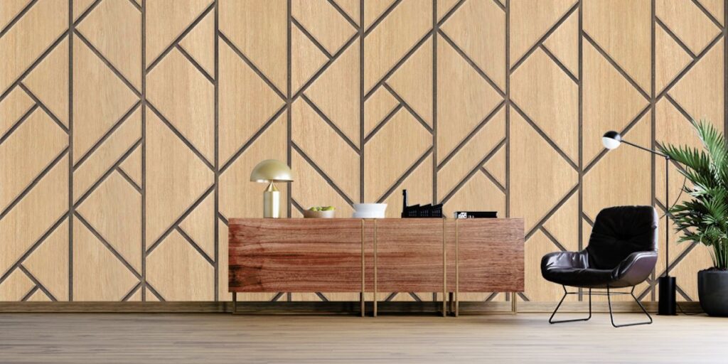 A wood paneling with triangles wallpaper - Magicdecor®