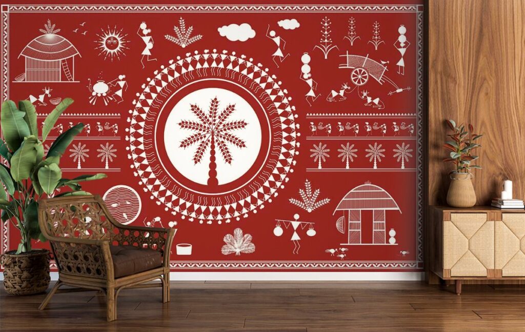 Dainik Jeevan, Traditional Warli Painting Wallpaper - Magicdecor®