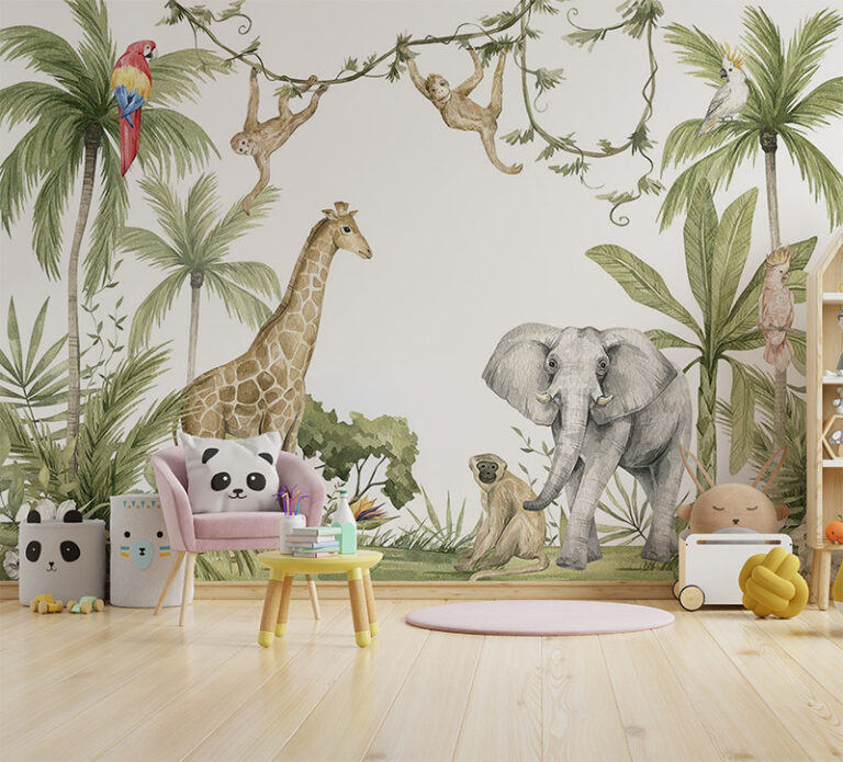 Zuboo, Cheerful Safari Friends Wallpaper Mural - Magicdecor®