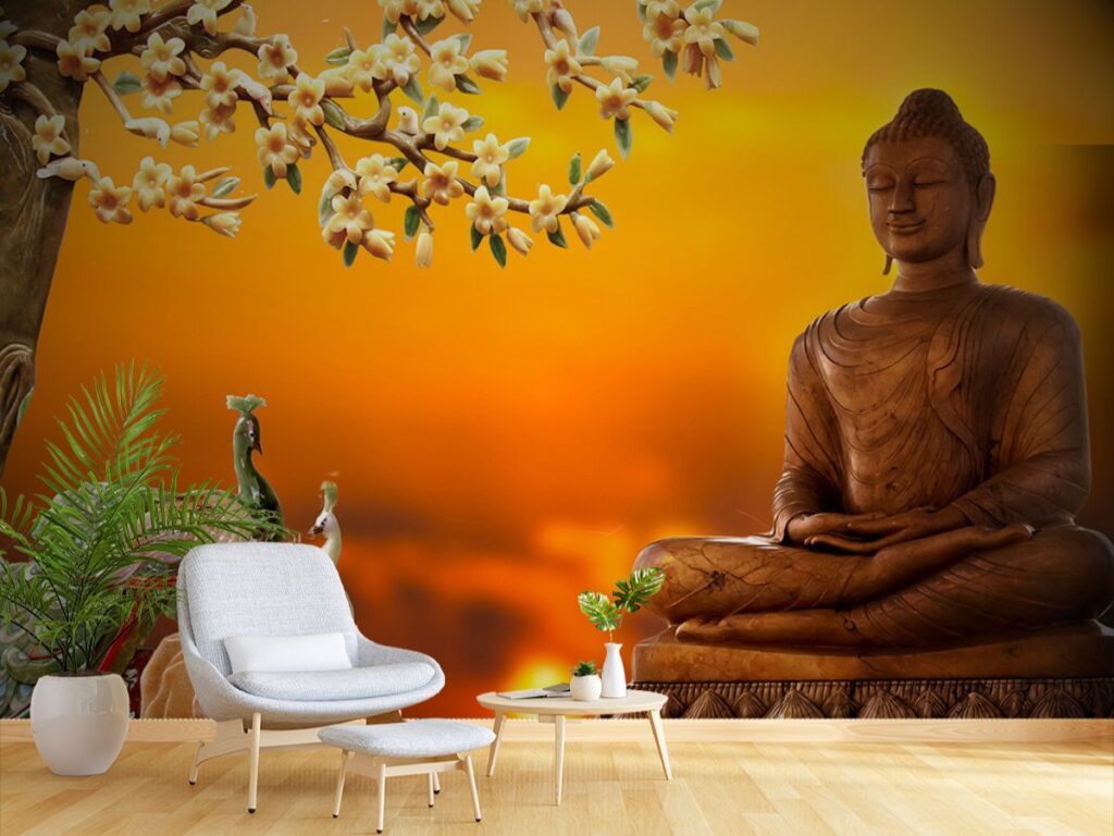 Lord Buddha Meditating Sculpture Mural for Wall - Magicdecor®