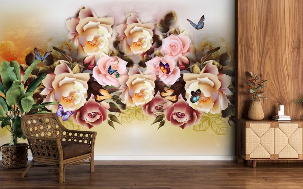 Beautiful 3D Effect Rose Wallpaper - Magic Decor