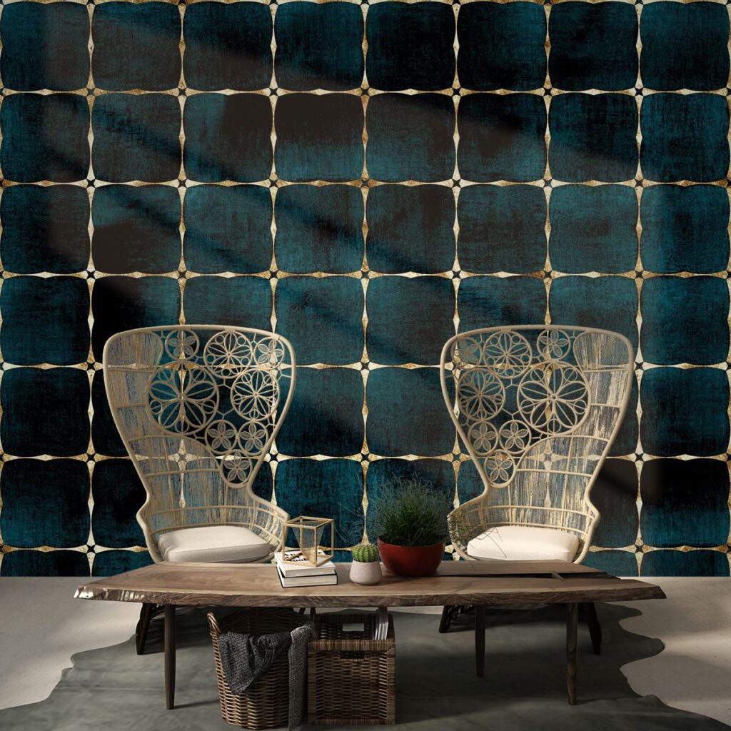 Blue Checkered Pattern Guest Room Wallpaper - Magicdecor®