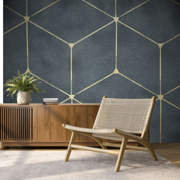 Blue Geometric Pattern Wallpaper, Wallpaper for Drawing Room - Magicdecor®