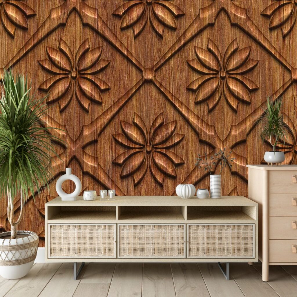 A wood carving with a pattern - Magicdecor®