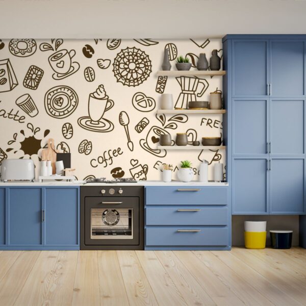 Coffee Items Wallpaper for Kitchen - Magicdecor®