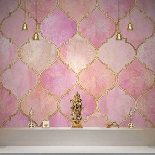 Living Room Wallpaper - Pink and gold pattern - Magicdecor®