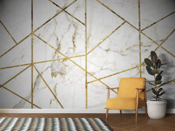 A white marble with gold lines - Magicdecor®