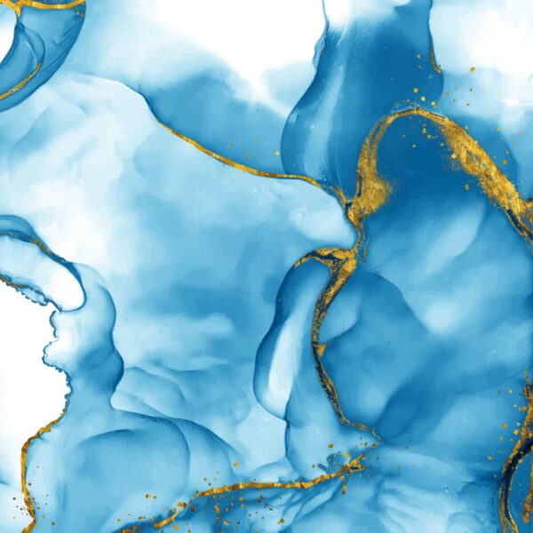 Blue Marble With Golden Veins Print Wallpaper - Magicdecor®