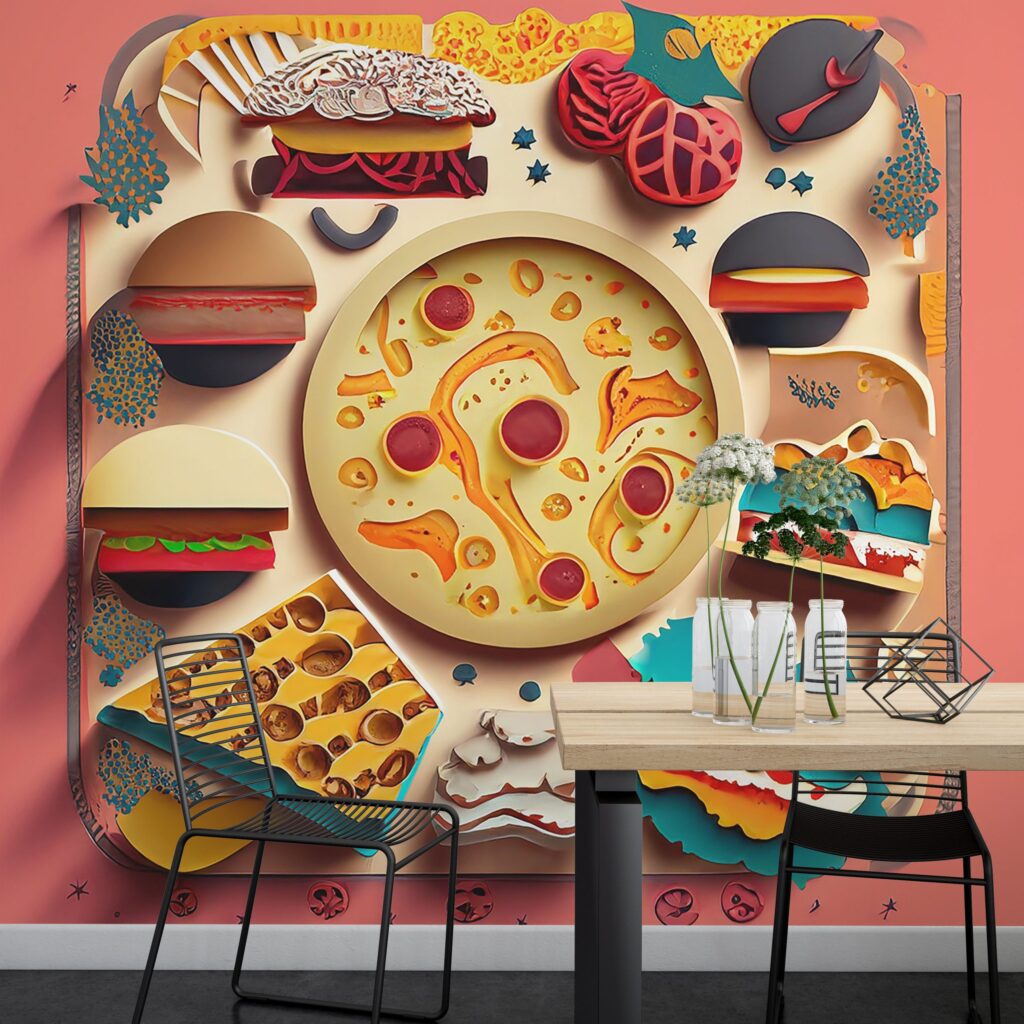3D Pizza wallpaper for Your Restaurant - Magic Decor