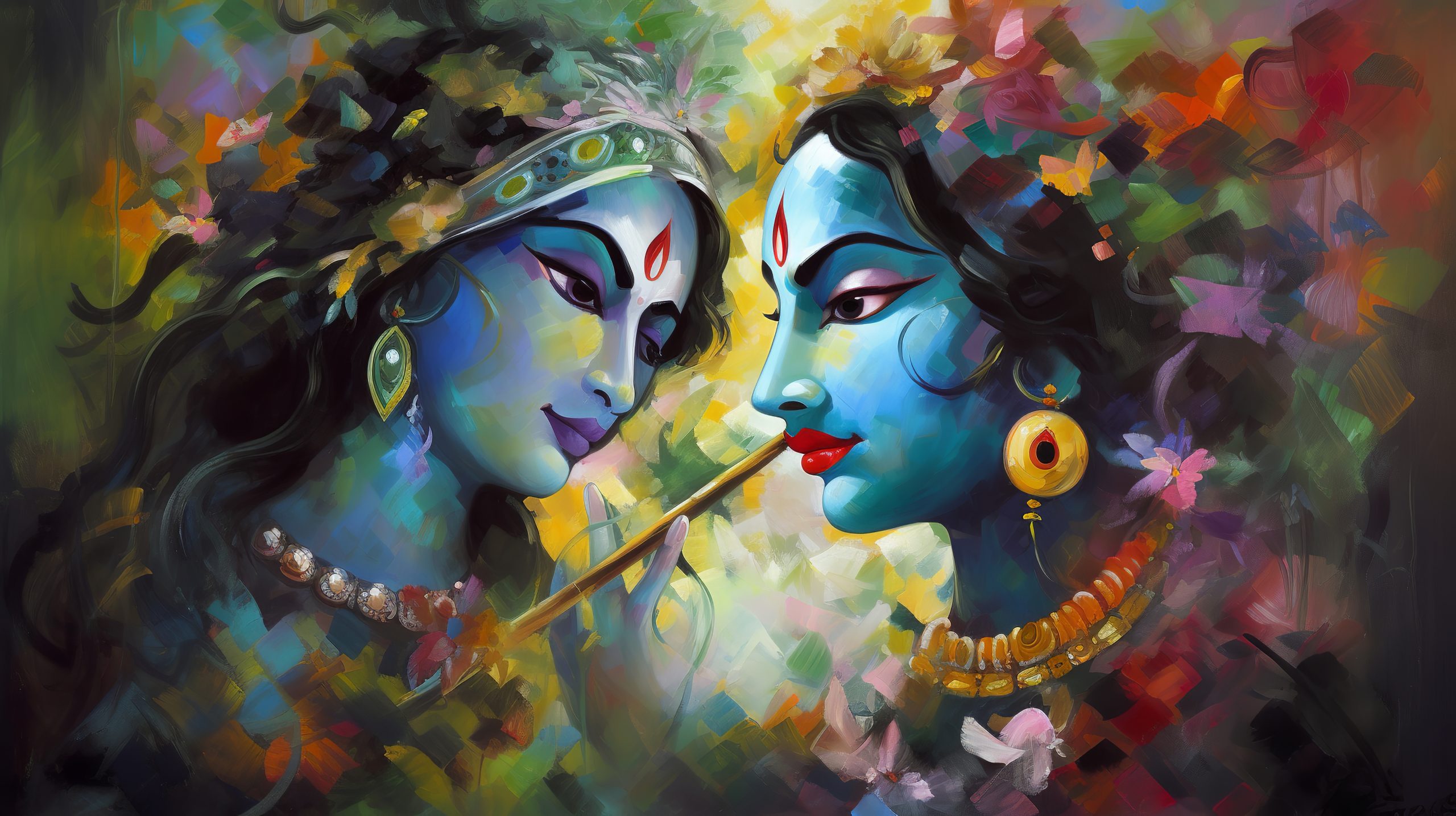 Radha Krishna Wallpaper For Wall Painting Style Magic Decor