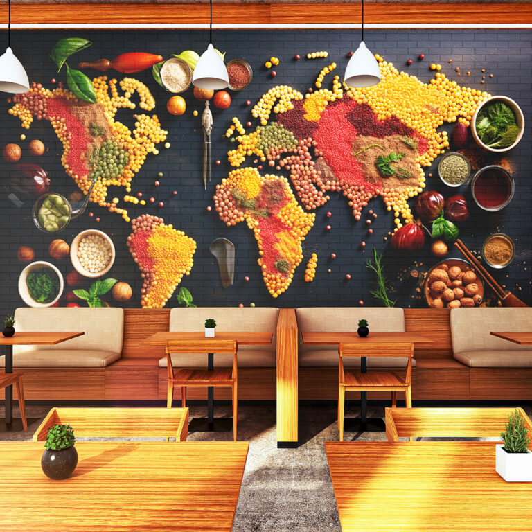 Wallpaper for Restaurant - World Map - Magicdecor®