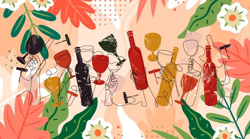 Vintessa, Artistic Wine & Botanical Celebration Wallpaper