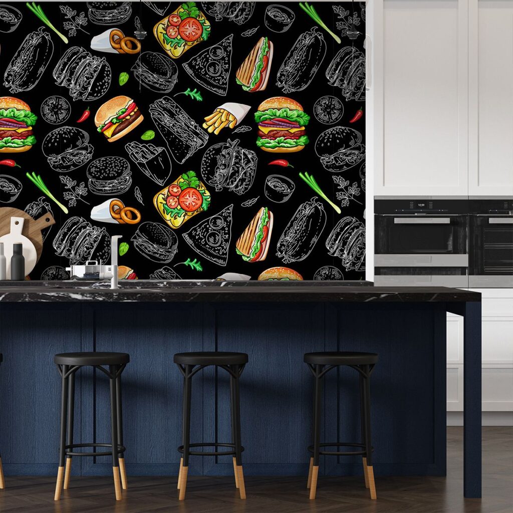 Fast Food Wall Mural for Restaurant - Magicdecor®