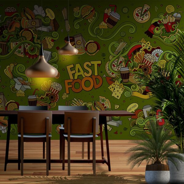 Fast Food Wall Background for Restaurant - Magicdecor®