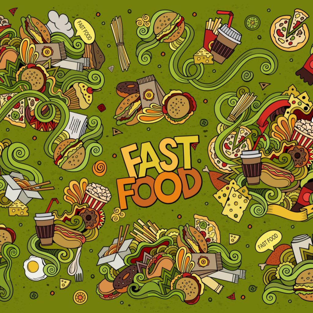 Fast Food Wall Background for Restaurant - Magicdecor®