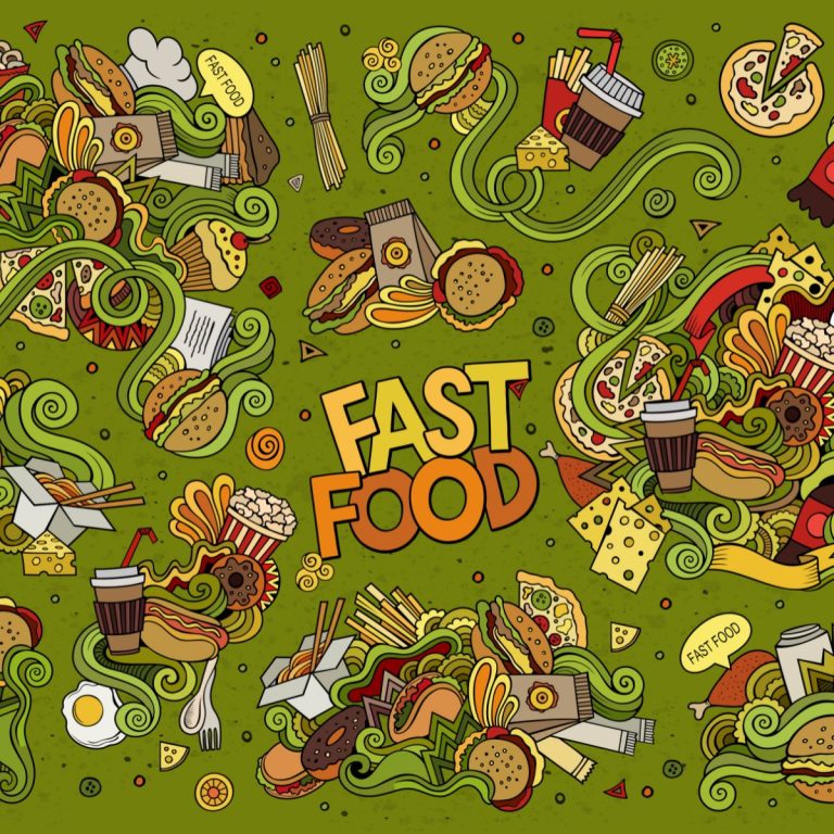 Fast Food Wall Background for Restaurant - Magicdecor®